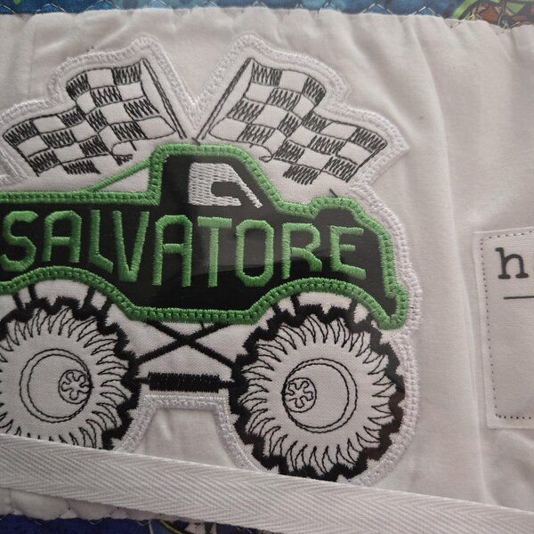 Monster Truck Race Car Checkered Flag Personalized Iron on Patch ...