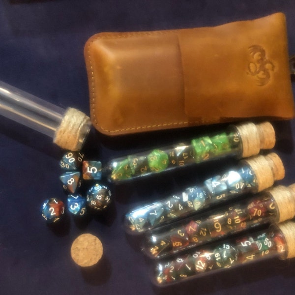 RPG Dice Potion Bag With Fantasy Dice Potion Flask Set: Tan Leather ...