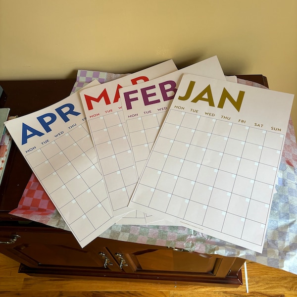 Large Monthly Wall Planner A3 Simply Bright | XL Wall Planner ...