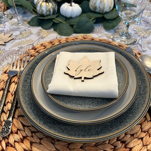Thanksgiving Table Decor, Leaf Name Cards, Table Place Settings ...