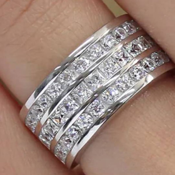 10mm Wide Bands for Rings, Platinum Plated Sterling Silver Wedding Band ...