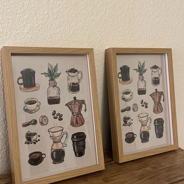 Retro Vintage Coffee Chart Digital Poster | Coffee Bar Supplies Art ...