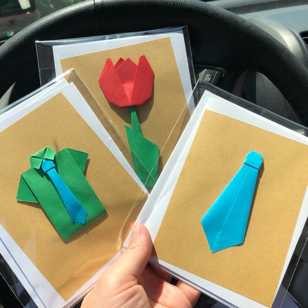 Origami Easter Cards Set Origami Tulip Cards Pack of 5 Mini Cards ...