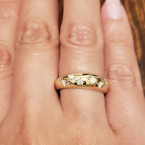 Diamond Starburst Ring / 14k Solid Gold Star Setting Diamond - Etsy