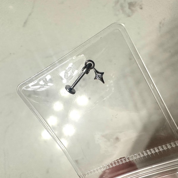 Titanium Vertical Dangle Hidden Helix Piercing, Threaded Flat Back Stud ...