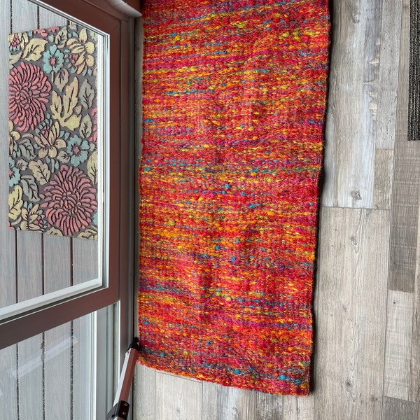 Entryway Sisal Rug, Handwoven Red Lava Welcome Mat, Colorful Doormat ...