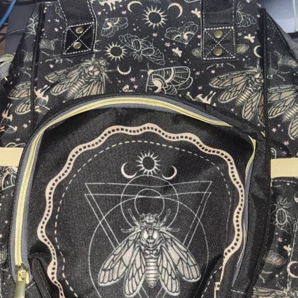 Occult Cicada Diaper Bag Nappy Backpack W/ Witchy Esoteric Moth ...