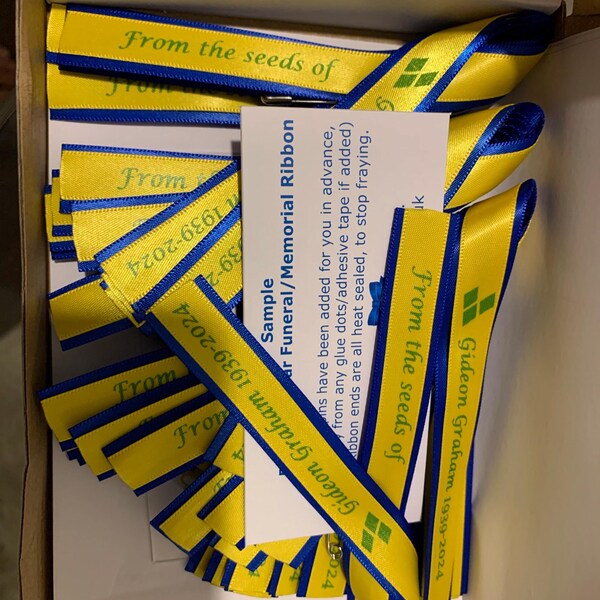 Personalised Funeral Ribbons. Handmade Funeral Favours .ready Made ...