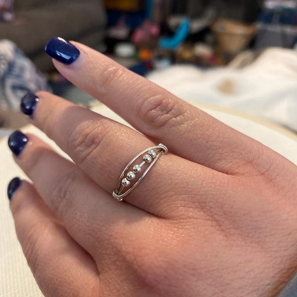 Pure Sterling Silver Fidget Ring Spinner / Meditation Ring / Calming ...
