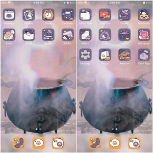 Spooky Kitty Icon Set Kawaii Halloween Aesthetic Theme for Android IOS ...