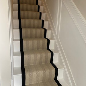 Black Border Herringbone Stair Runner - Etsy