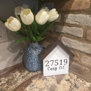 Personalized City & Zip Code Mini House-shaped Sign- Hand Painted Wood ...