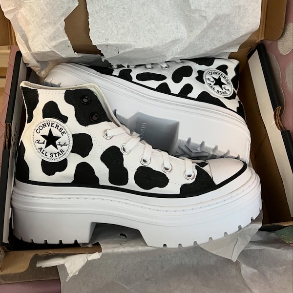 ADULT Converse Chuck Taylor All Star Canvas High Top Hand Painted COW ...