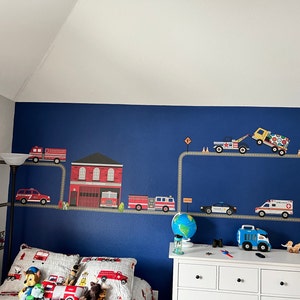 Large Fire Station Wall Decal, Fire Engine Wall Sticker, 6 Emergency ...