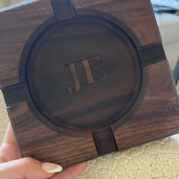 Personalized Wooden Cigar Ashtray With Custom Business Logo, Corporate ...