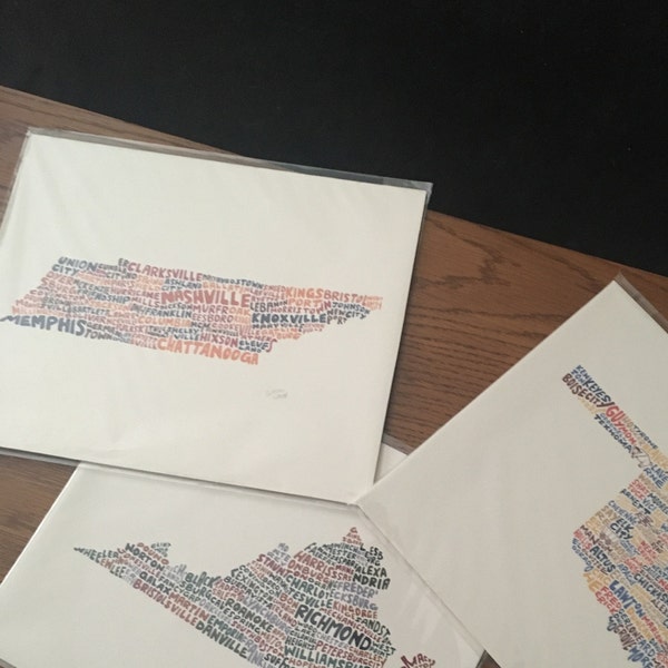 Hand-lettered Virginia State Print, Virginia Shape, Virginia Gift ...