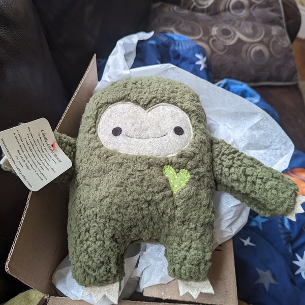 Monster Stuffed Animal in Green and Beige, Cute Monster Stuffed Animal ...