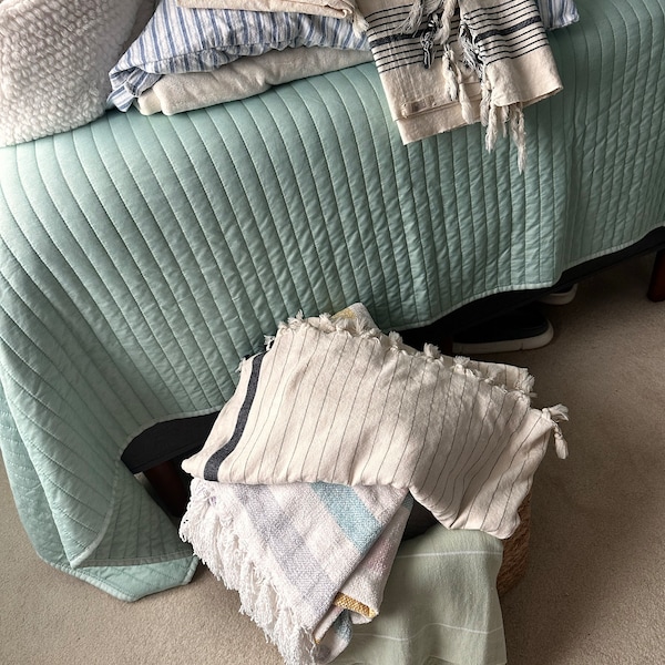 Bread Keeper Bag in 16" | Cotton & Linen Cloth Bento Bag | Striped ...