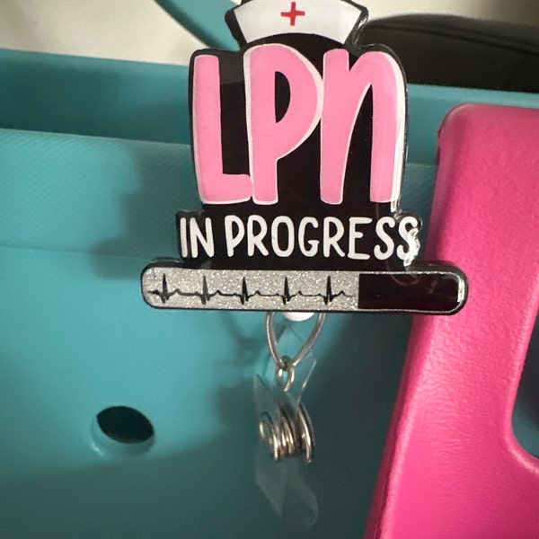 LPN in Progress Badge Reel: Retractable Swivel Alligator Clip, 2”, LPN ...