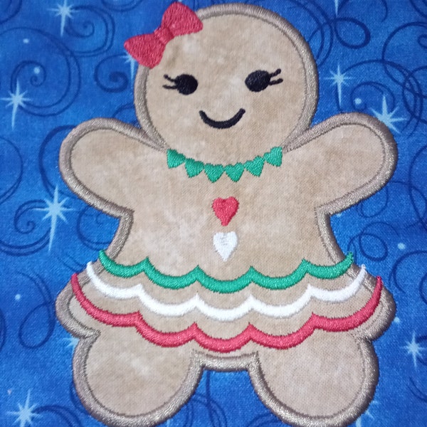 Gingerbread Boy Applique Digital Machine Embroidery Design 5 Sizes ...