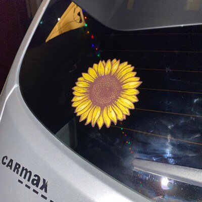 Hand Drawn Sunflower Car Window Decal Flower Car Window Decal Flowers ...