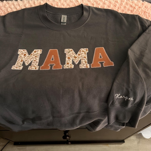 Mama Embroidered Baby Outfit Keepsake Applique Sweatshirt Simple Mama ...