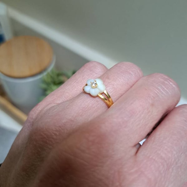 14K Solid Gold Magnolia Flower Ring, 925 Sterling Silver Magnolia ...