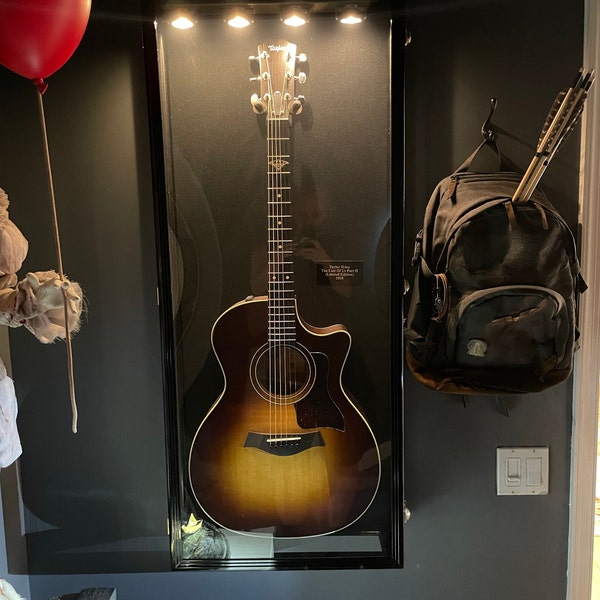 Clear Viewing Guitar Display Case Cabinet Wall Rack for Fender Bass ...