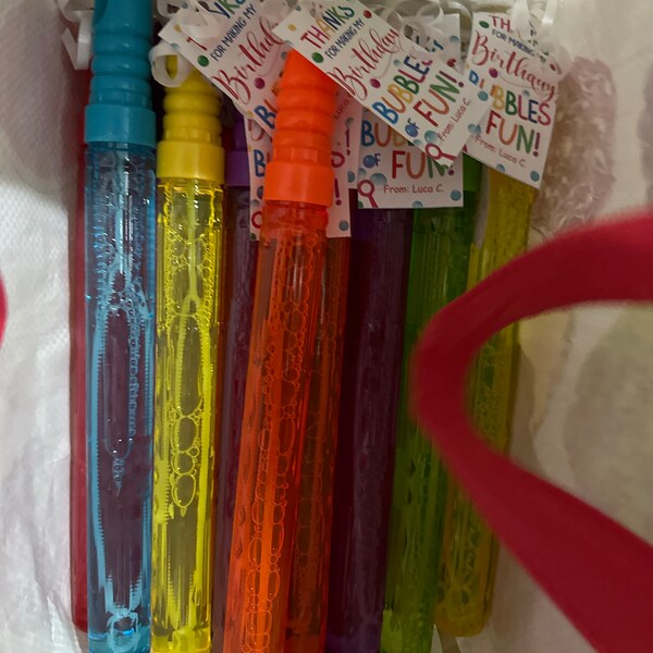 Bubble Birthday Party Favor Tag for Kids, Bubble Wand Tags, Printable ...