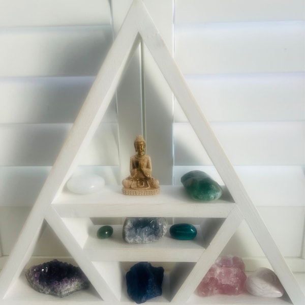 Altar, Crystal Pyramid, Pyramid Shelf, Triangle Altar, Wooden Altar ...