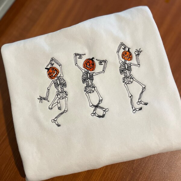 Dancing Skeletons Embroidery Design, Halloween Pumpkin Face Skeleton ...