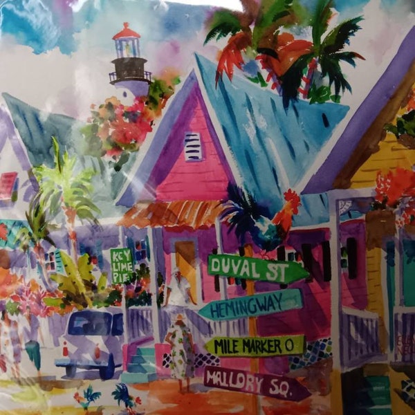 Key West Watercolor Print, Canvas Art, Rooster Print, Duval Street, Key ...