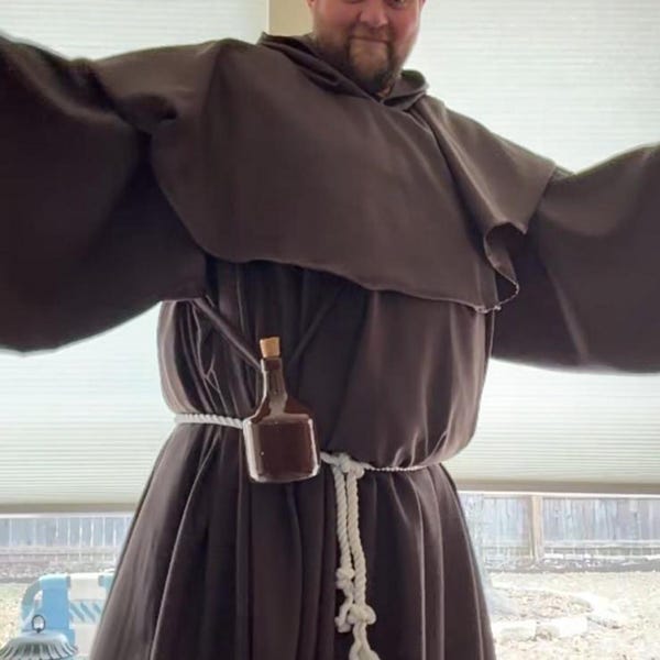 Medieval Monk Full Sleeves Robe~ Hooded Cowl, Pocket Robe~ Religious ...