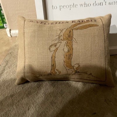 Velveteen Rabbit Burlap Pillow, Vintage Rabbit Pillow, Shabby Chic ...