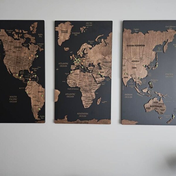 Wooden World Map Wall Art, Push Pin Travel World Map, Large Personalized World Map, Cork World ...