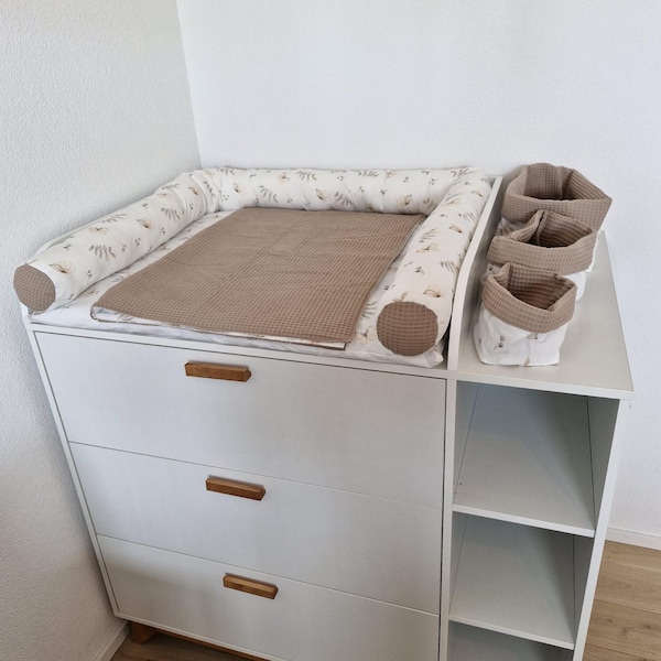 Pink Changing Mat in Fabric, Changing Pad With Accessory Baskets, Baby ...