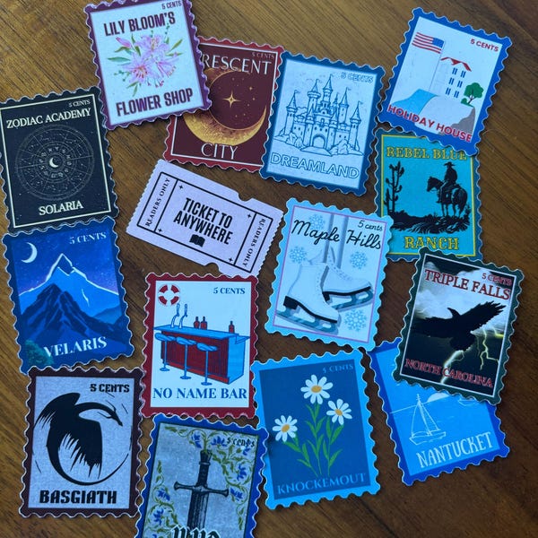 Book Postage Stamp Design Pack of 16 | Booktok | Kindle Stickers ...