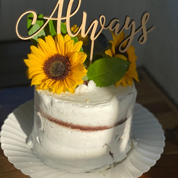 Wedding Cake Topper Always Gold Calligraphy Script Cake Decor in Custom ...