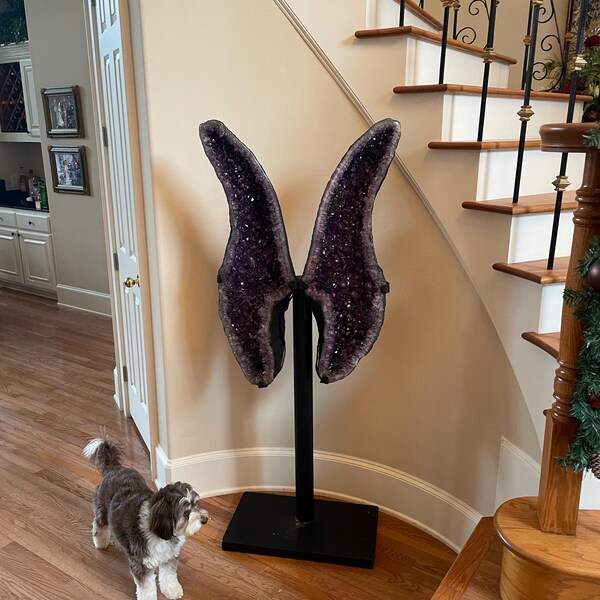 27” Tall Amethyst BUTTERFLY/ ANGEL WINGS Crystal Pair**** Big Cathedral ...