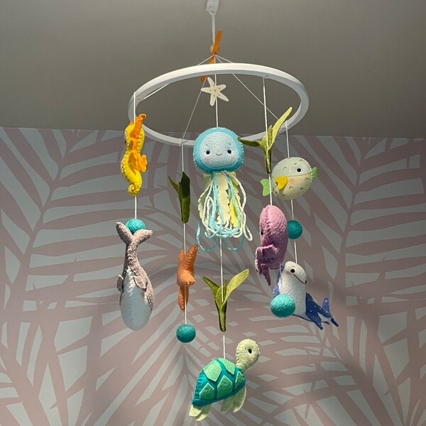 Ocean Baby Mobile, Sea Creatures Crib Mobile, Nautical Cot Mobile ...