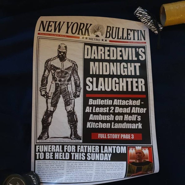 Daredevil Newspaper Poster – New York Bulletin Front Page Art - Etsy