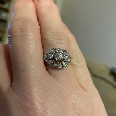 Fency Taj Ring With Round Moissanite Stone With Brilliant Cut - Etsy