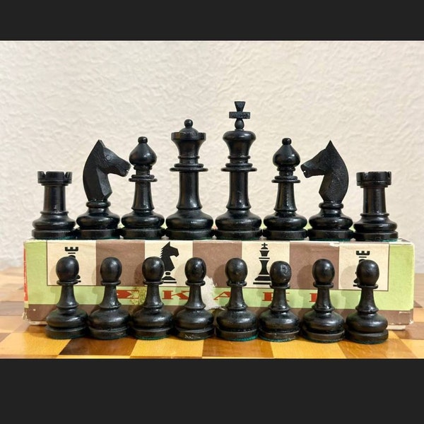 Wooden Chess Set Made in Germany 60s Vintage in Original Box. Great ...