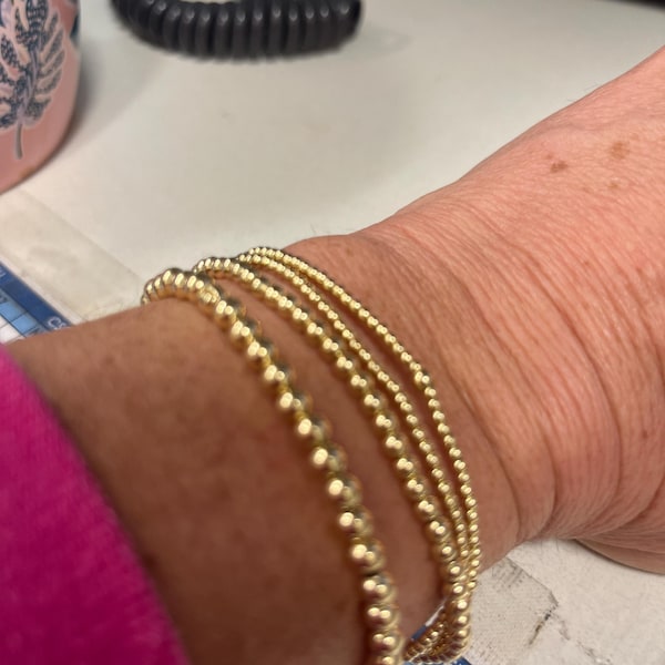 Gold Bead Bracelet 2mm Gold Bead Bracelet | Gold Bead Bracelet Stack ...