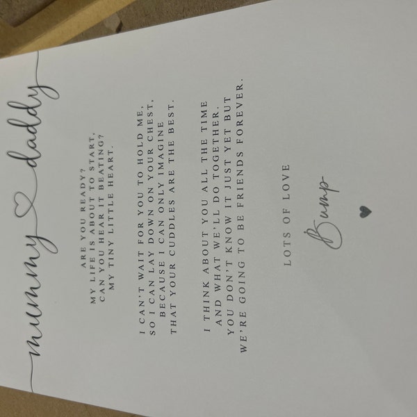 Mummy and Daddy to Be Pregnancy Poem A5 Card With Envelope, Baby Shower ...