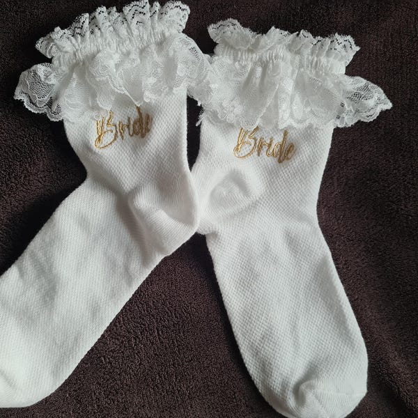 Princess Bride Socks, Custom Embroidered Lilac Flower Wedding Socks ...