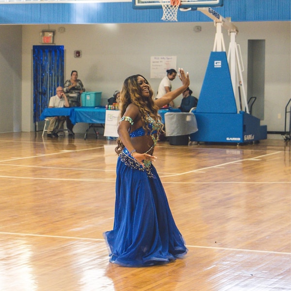Hand Made Beaded Belly Dance Samba Costume ROYAL BLUE Color Bra+ Belt ...