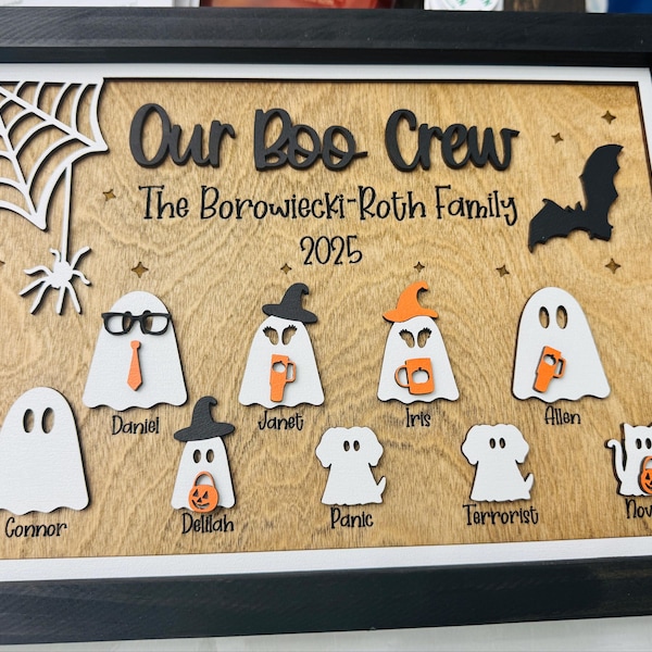 Personalized Ghost Family Sign, Custom Names, Ghost Shapes, and ...