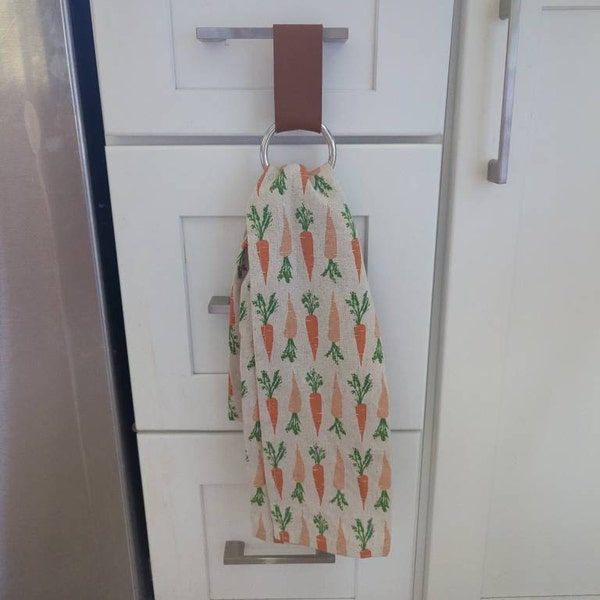 Skinny Leather Oven Towel Hugger for Tea and Dish Towels Perfect for ...