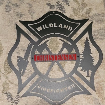 Wildland Firefighter Metal Maltese Sign Personalized Gift Firefighter ...